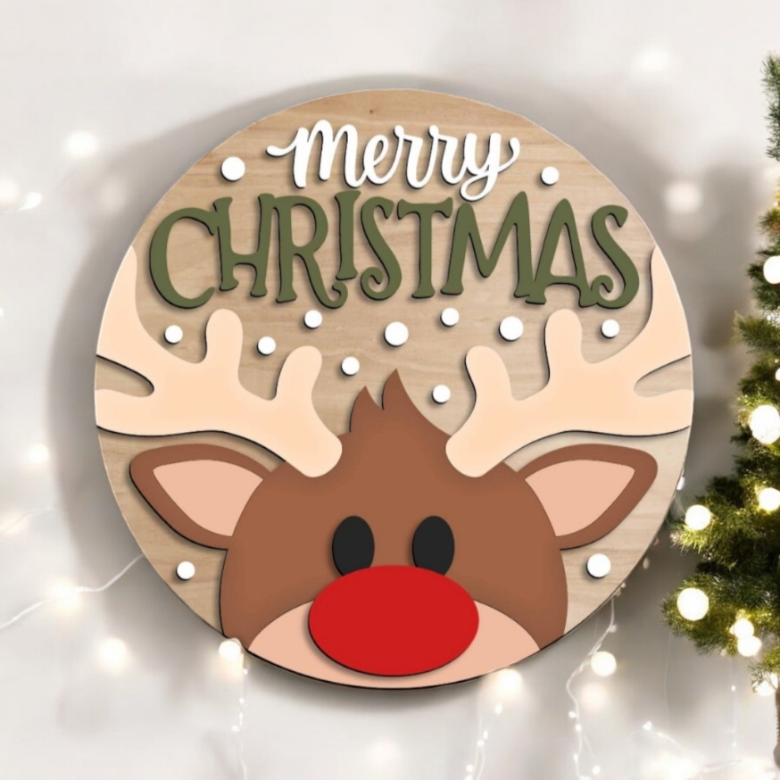Rudolph "Merry Christmas" Sign | TD Craft Store